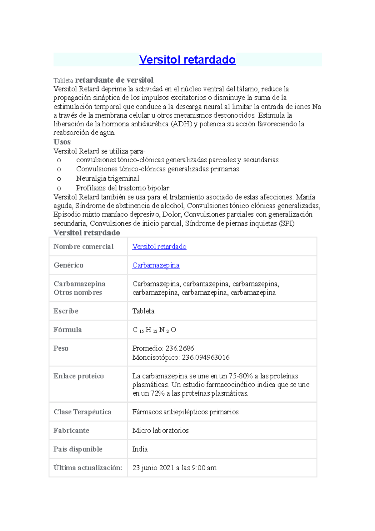 Versitol Retard - Dr. don Dodo - Versitol retardado Tableta retardante ...