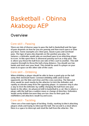 GCSE PE Coursework - My chosen sport is netball. I play the position of ...