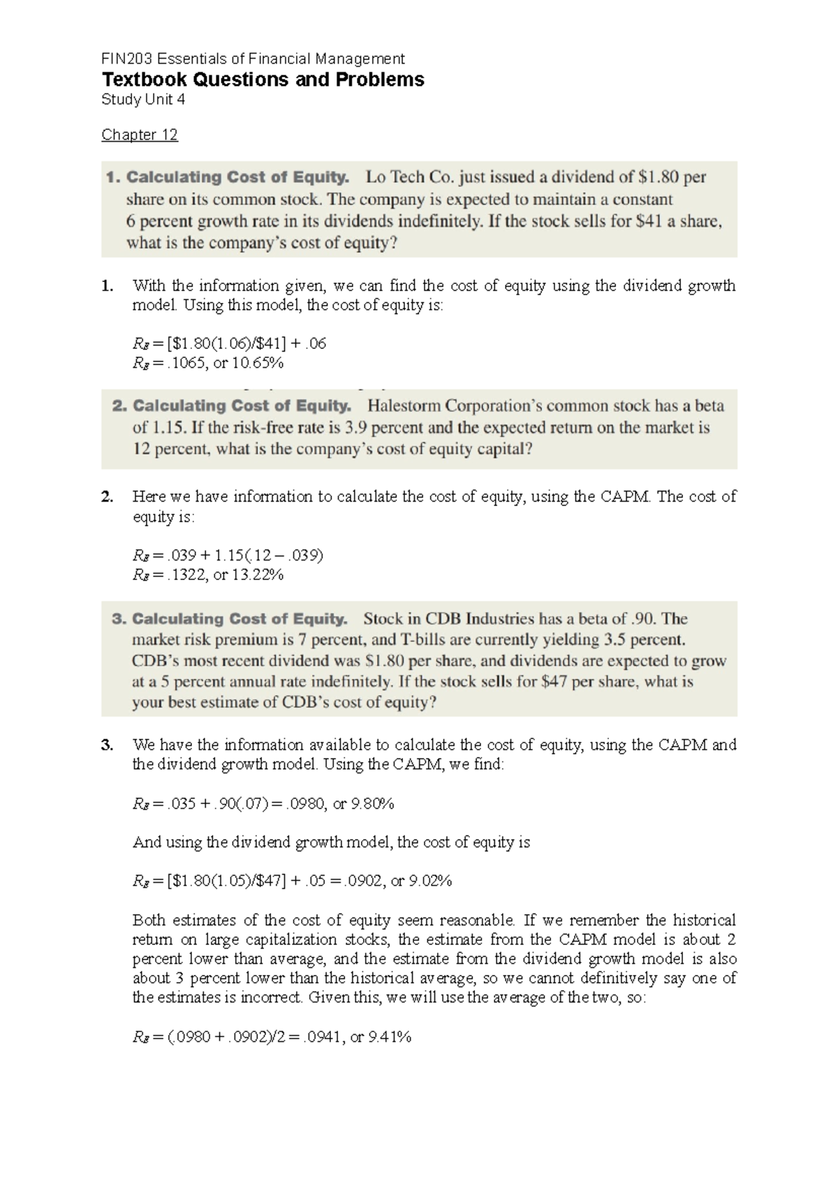 Textbook Questions & Problems for SU4 (with solution) - Textbook ...