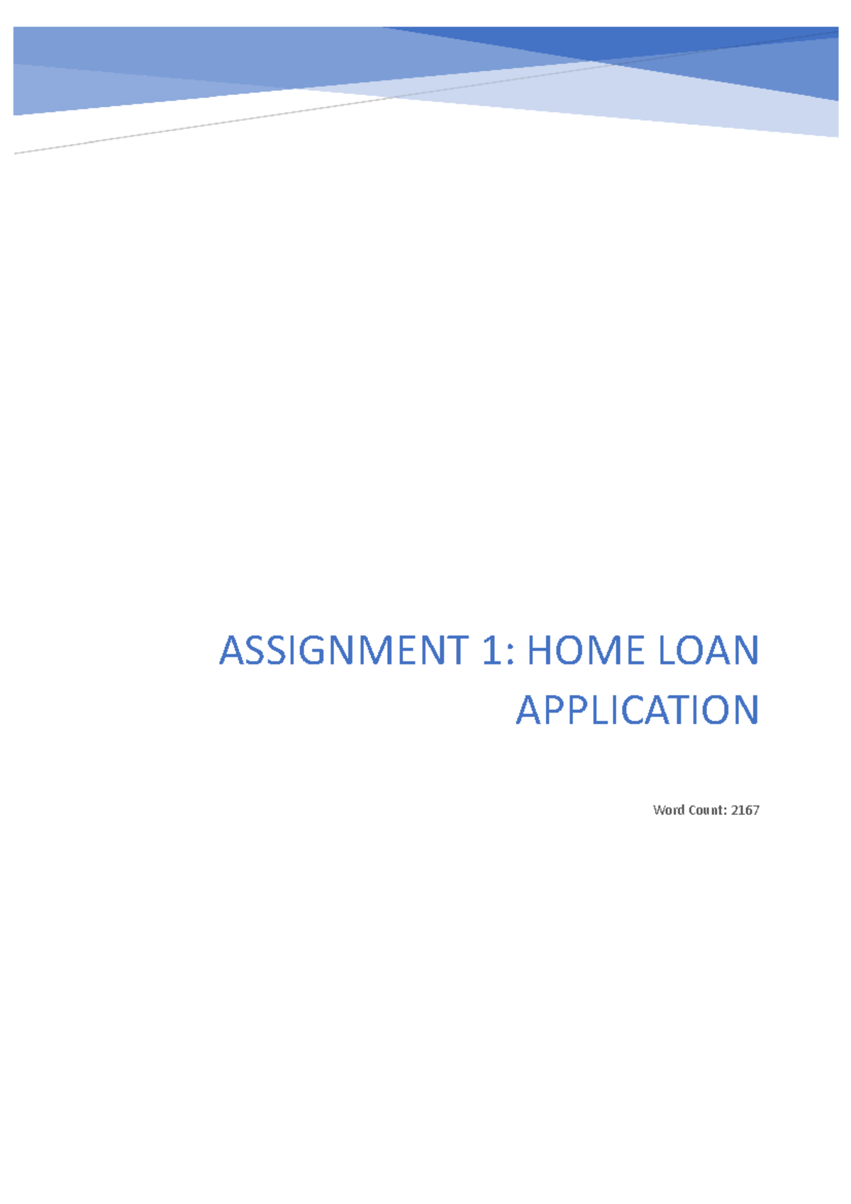 USB247 Assignment 1 - Discounted Cash Flow - ASSIGNMENT 1: HOME LOAN ...