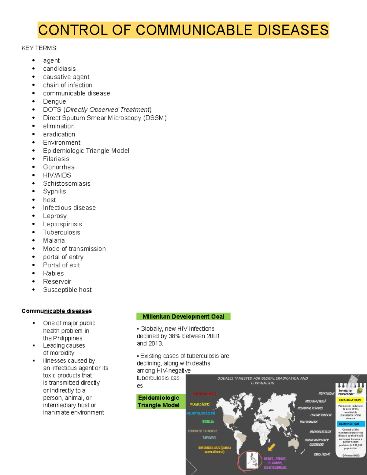 Control OF Communicable Diseases take notes - CONTROL OF COMMUNICABLE ...
