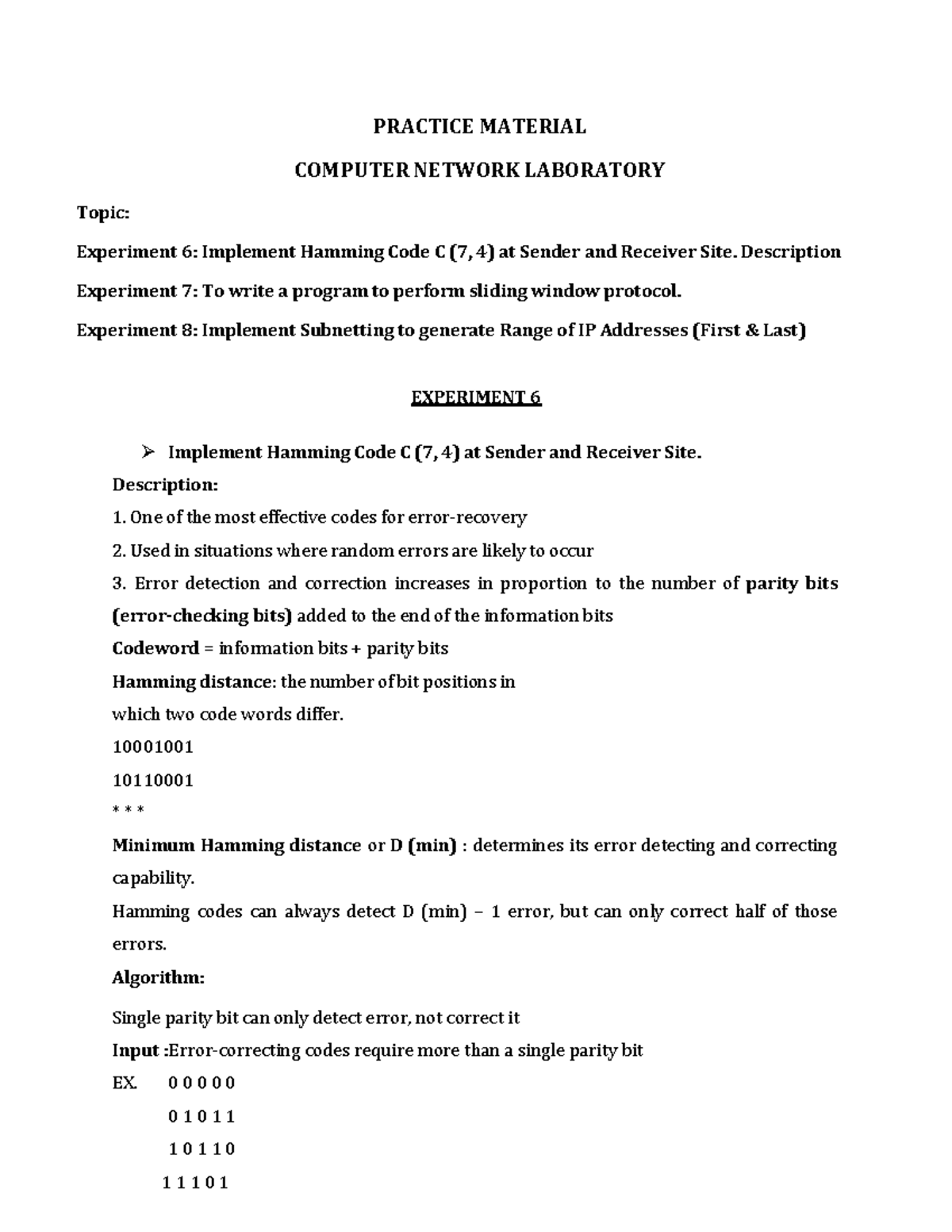Practice Material Computer Network Laboratory (Notes 3) - PRACTICE ...