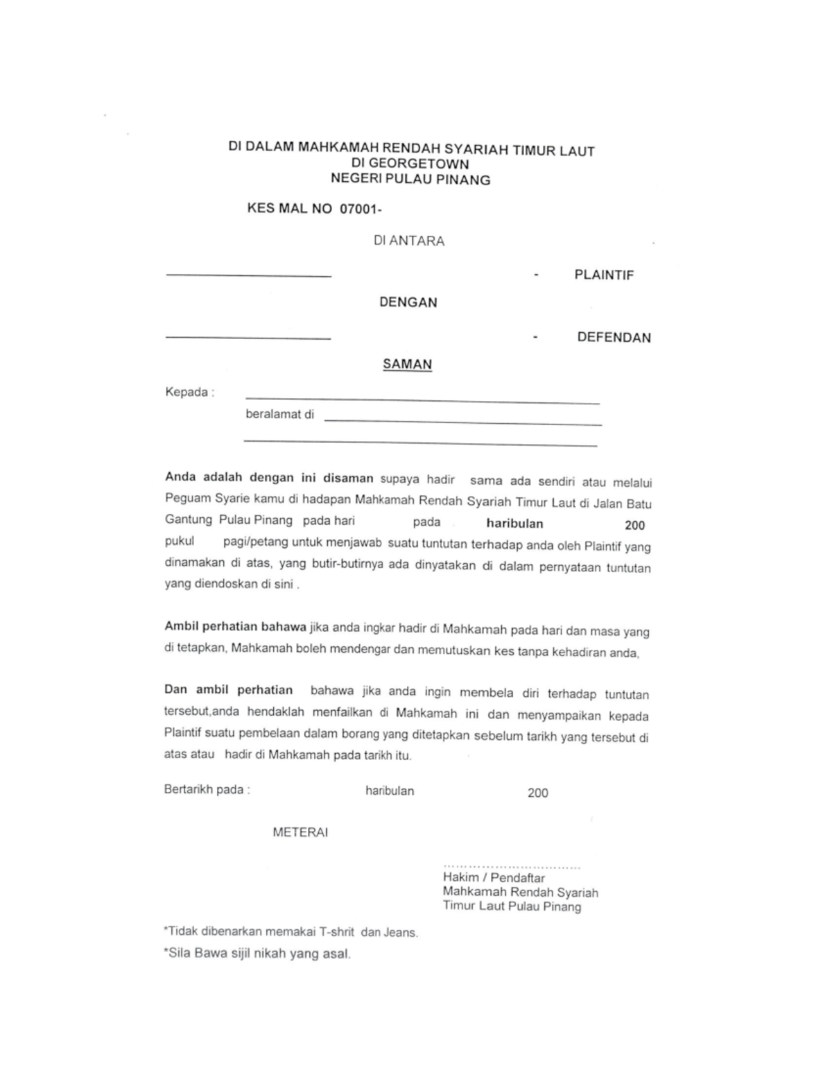 Borang - Tuntutan Penceraian - Islamic Family Law - Studocu