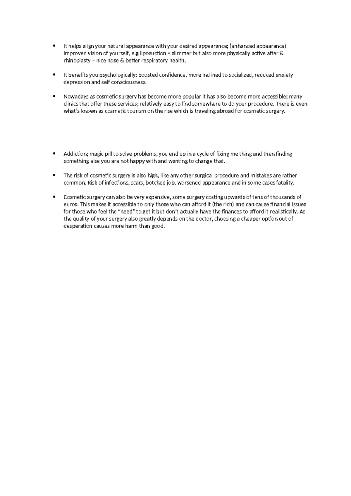 Essay plan about cosmetic surgery - It helps align your natural ...