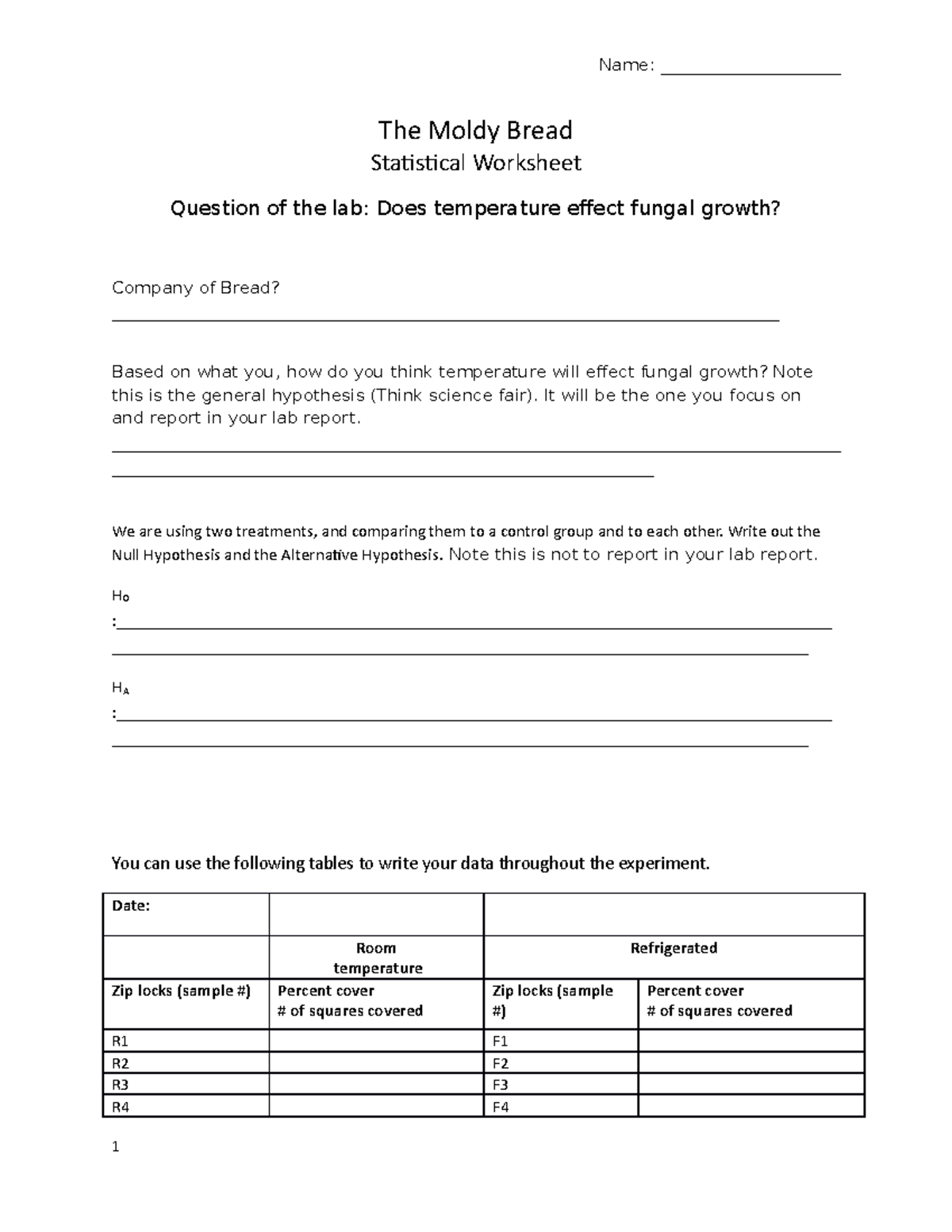 Lab 05 Worksheet Fungi Among Us - Name: _____________________ The Moldy ...