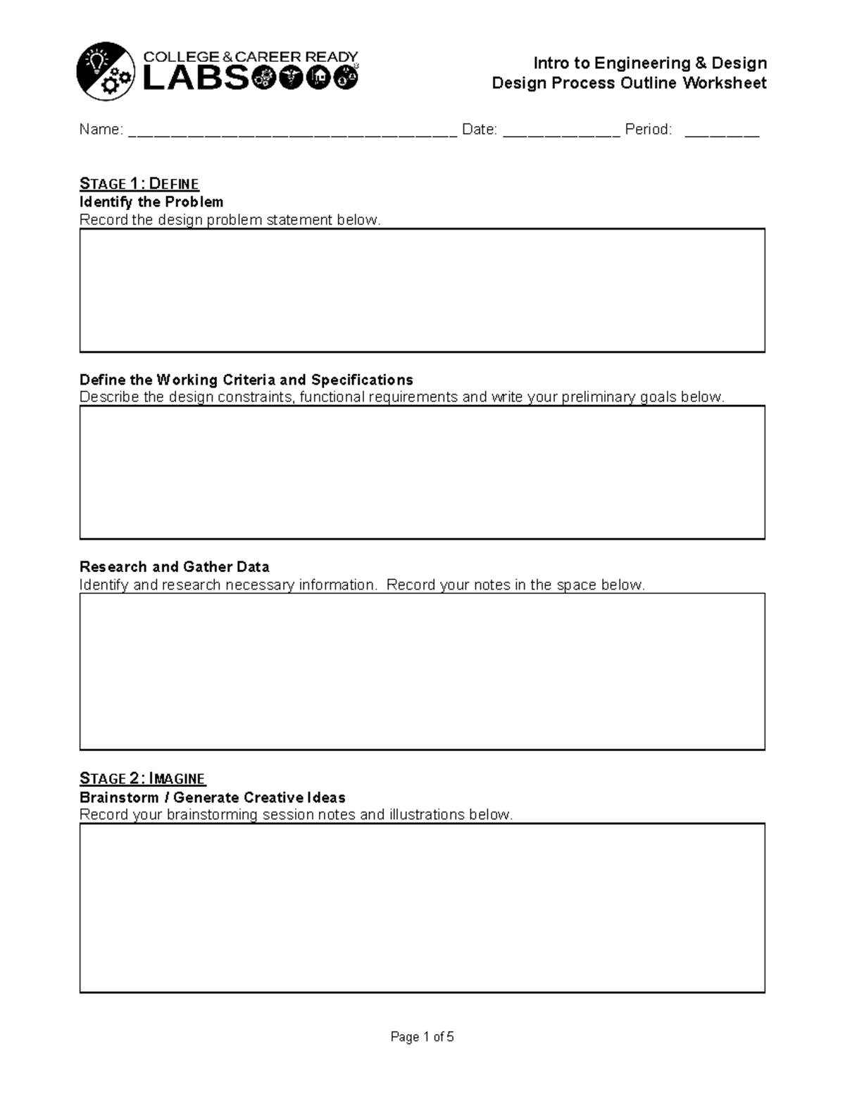 Design Process Outline Worksheet - Name ...