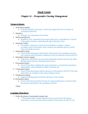 Adult II Chapter 35 Study Guide - Important things to remember: o Why ...