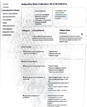Shadow Health CAP subjective Data - Focused Exam: Community-Acquired ...
