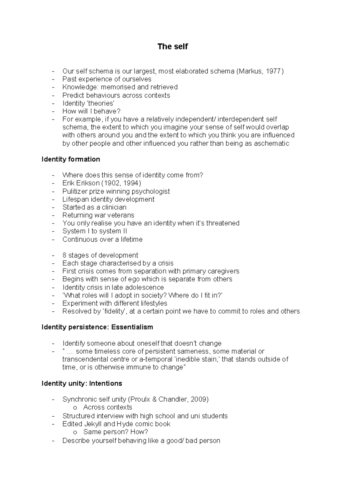 L3 The self - The self - The self - Our self schema is our largest ...