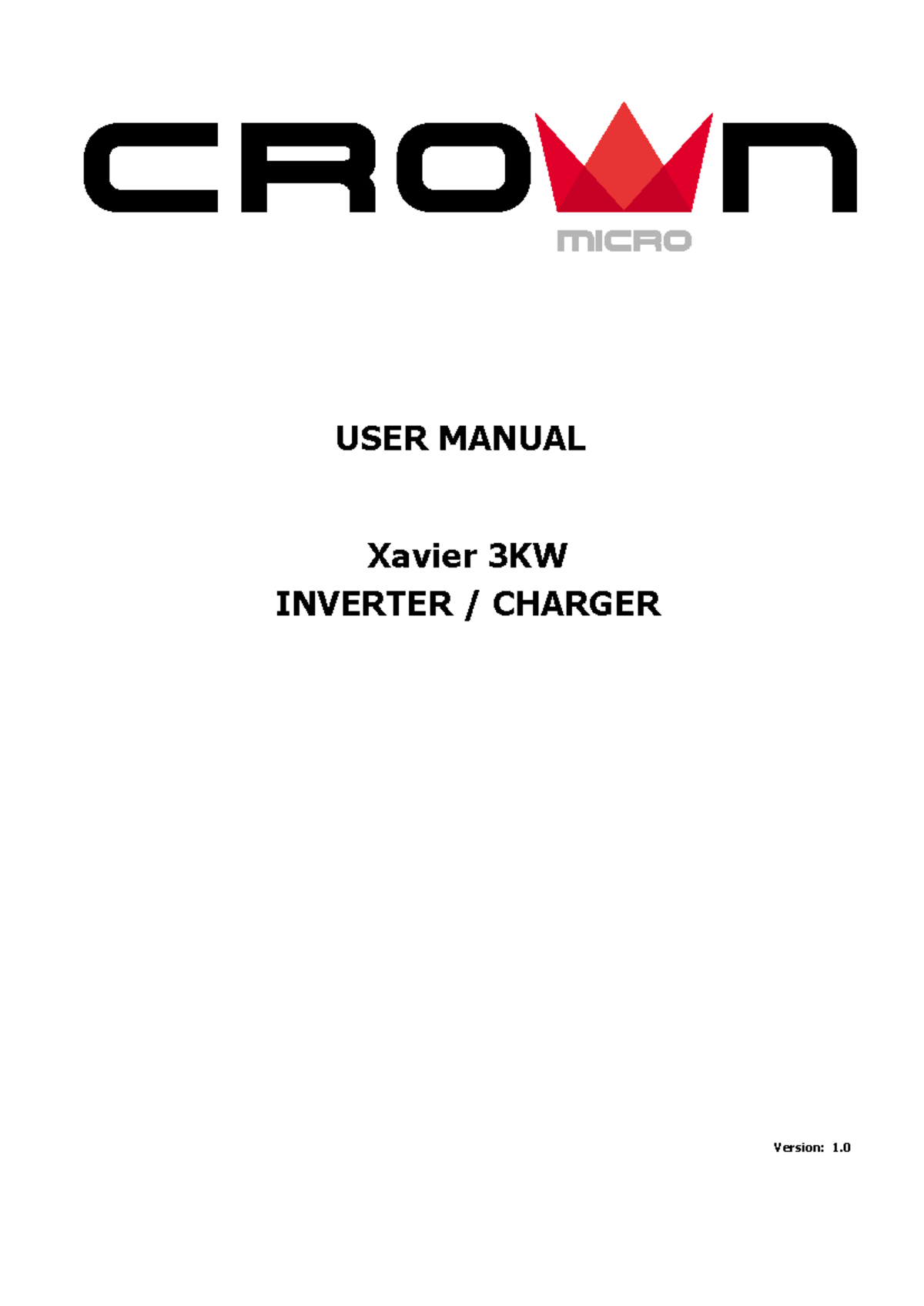 Xavier 3KW User Manual - wqeqw - USER MANUAL Xavier 3KW INVERTER ...