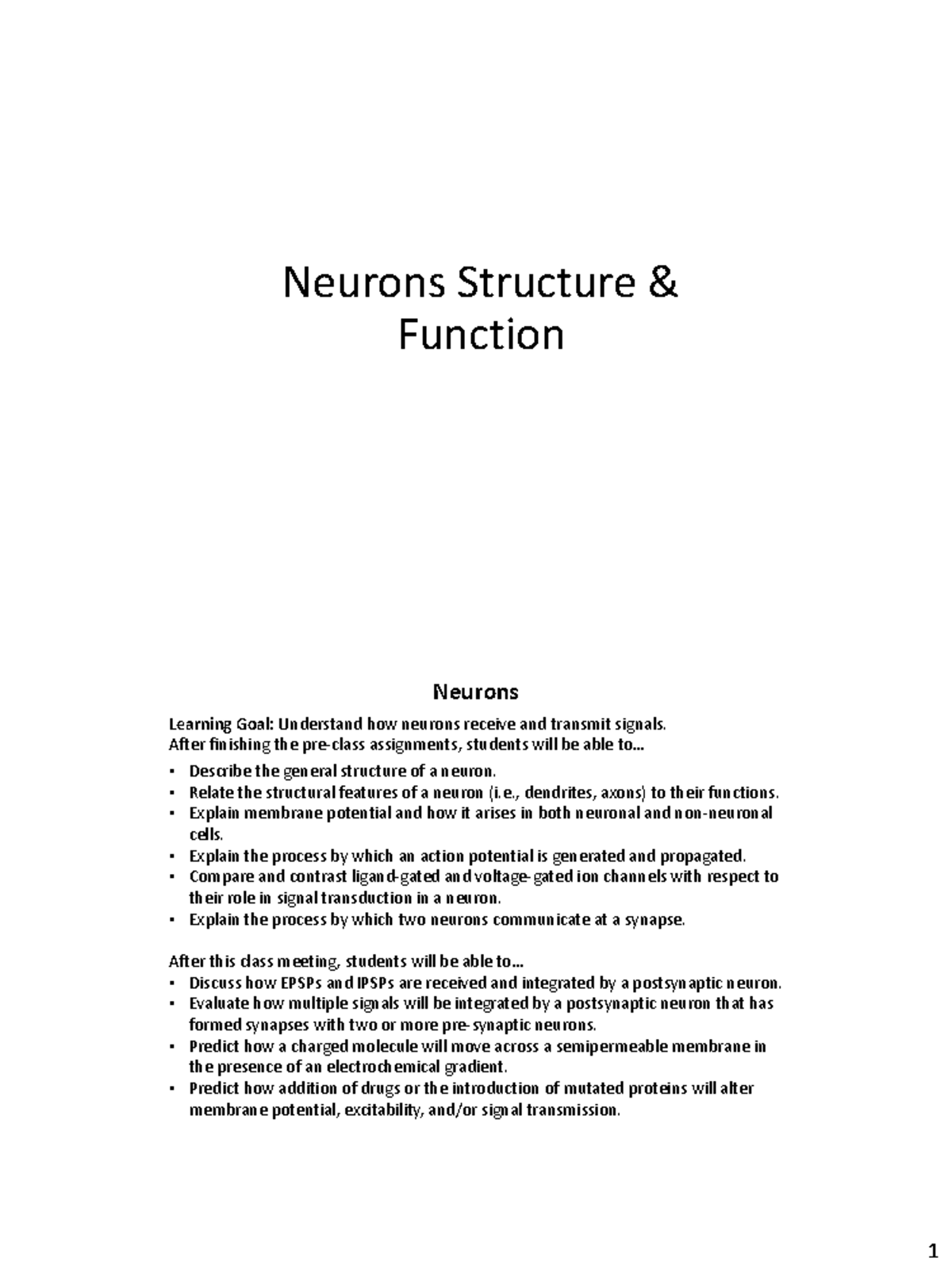 Week 2 Neurons and Nervous system - Neurons Structure & Function ...