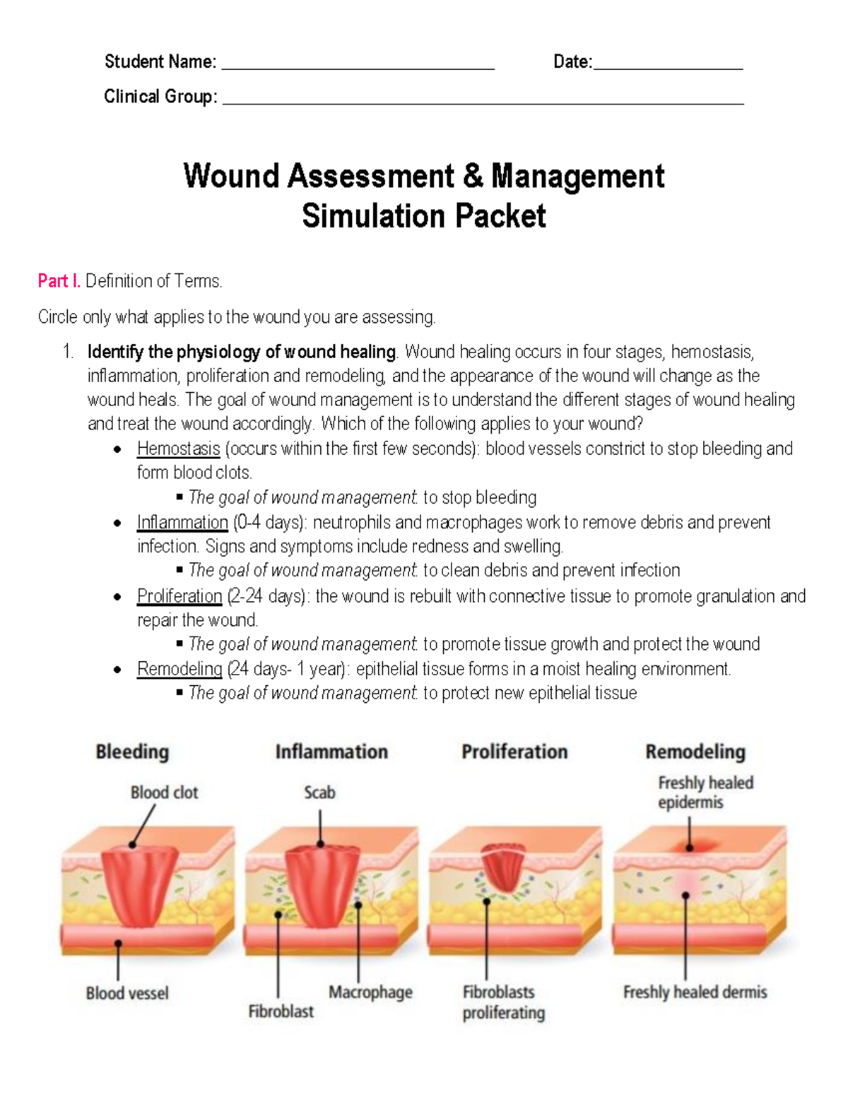 Wound Assessment & Management Simulation Packet - Student Name