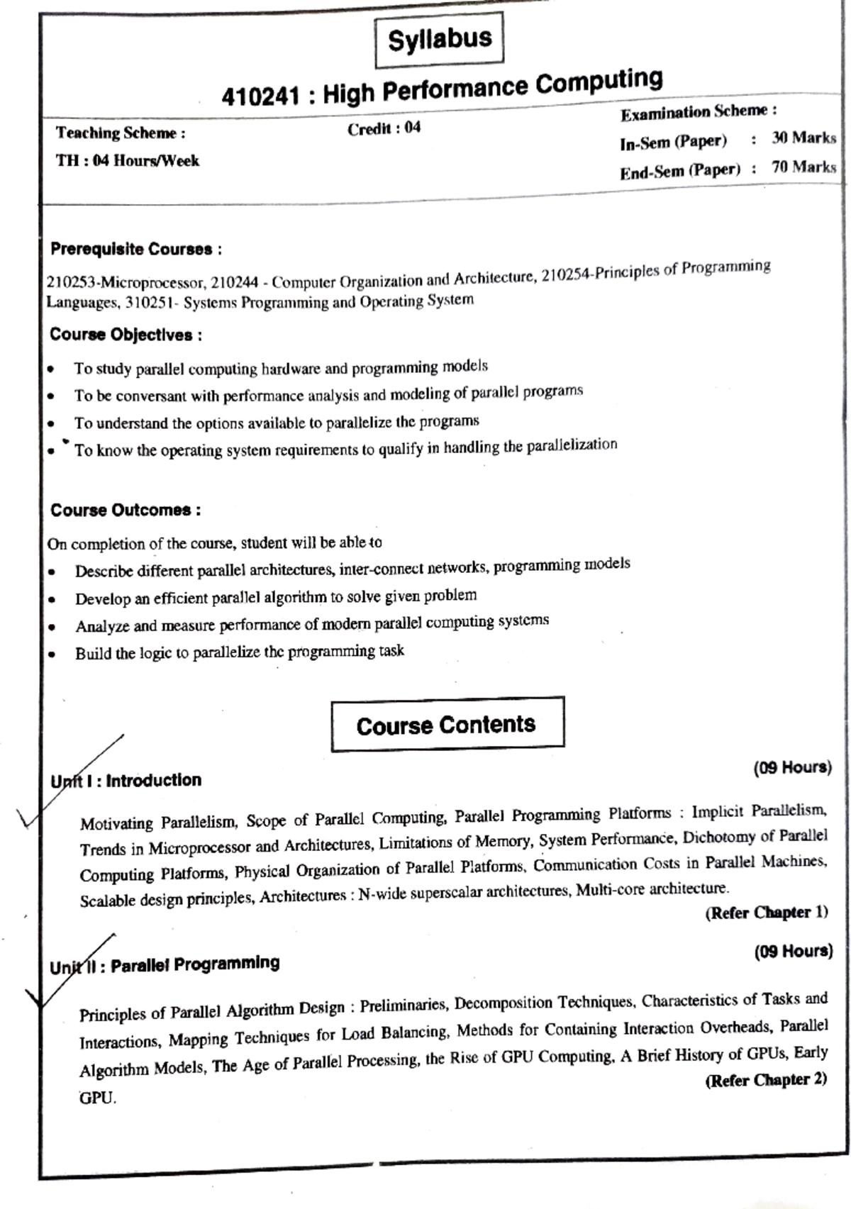 HPC Book - Syllabus 410241 High Performance Computing Examination ...
