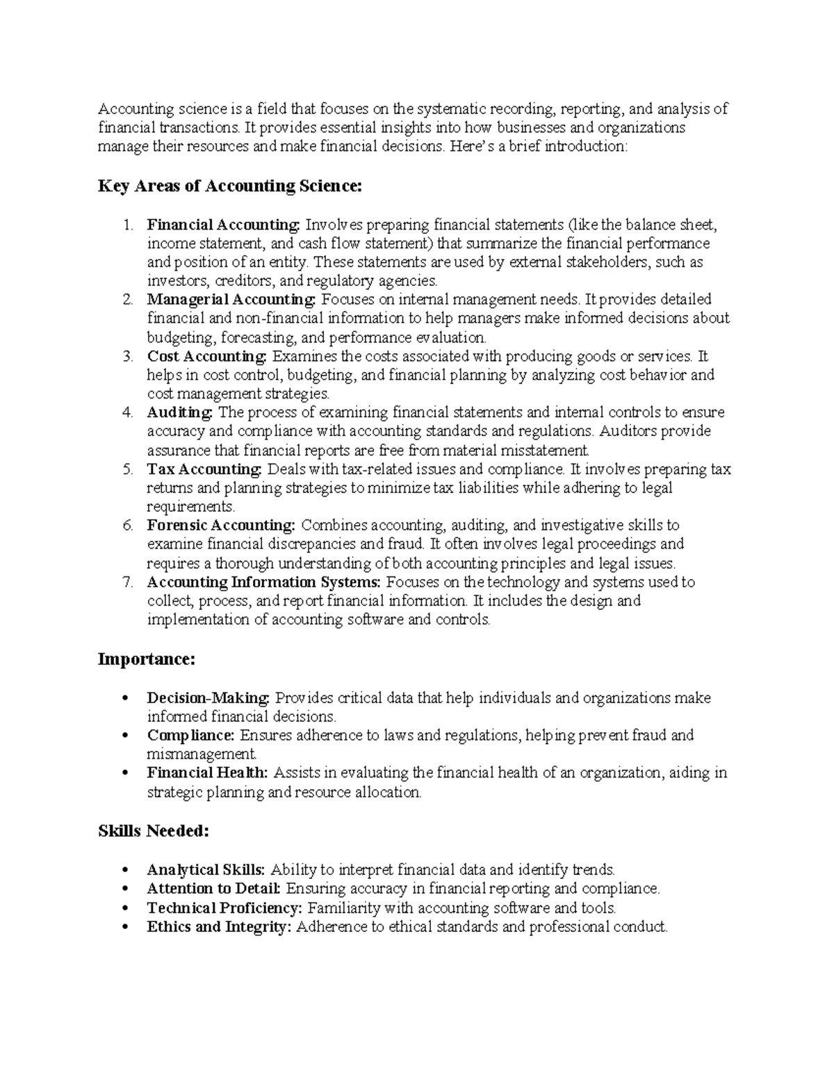 Accounting basics - Accounting science is a field that focuses on the ...