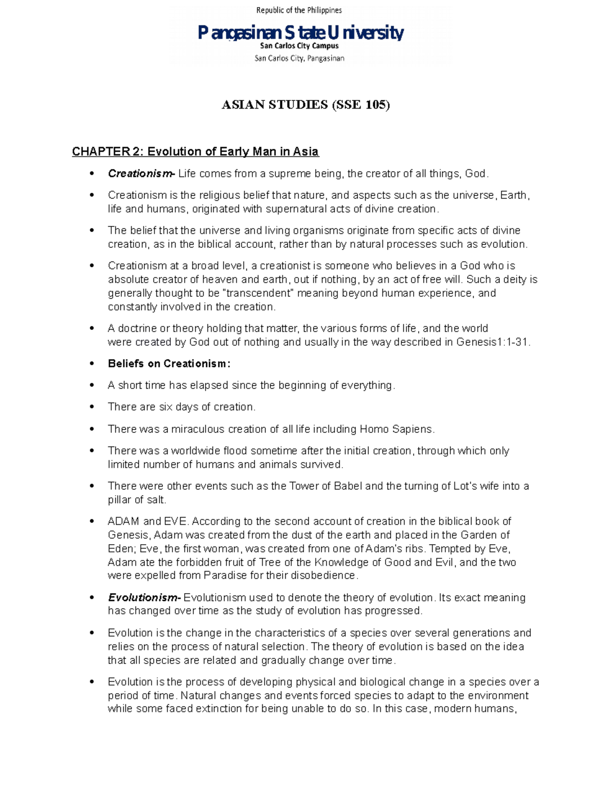 Asian- Studies- Reviewer - ASIAN STUDIES (SSE 105) CHAPTER 2: Evolution ...