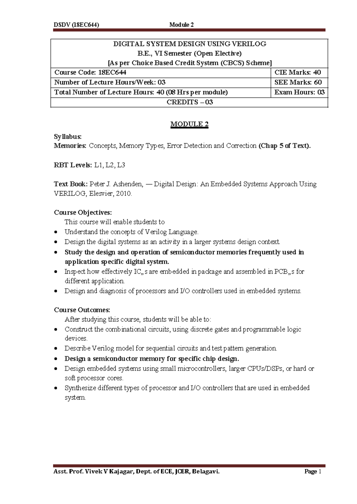 Module 2 Dsdv Notes Nice Digital System Design Using Verilog B Vi Semester Open Elective