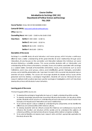 SOC report - Department of Political Science & Sociology Course Code ...