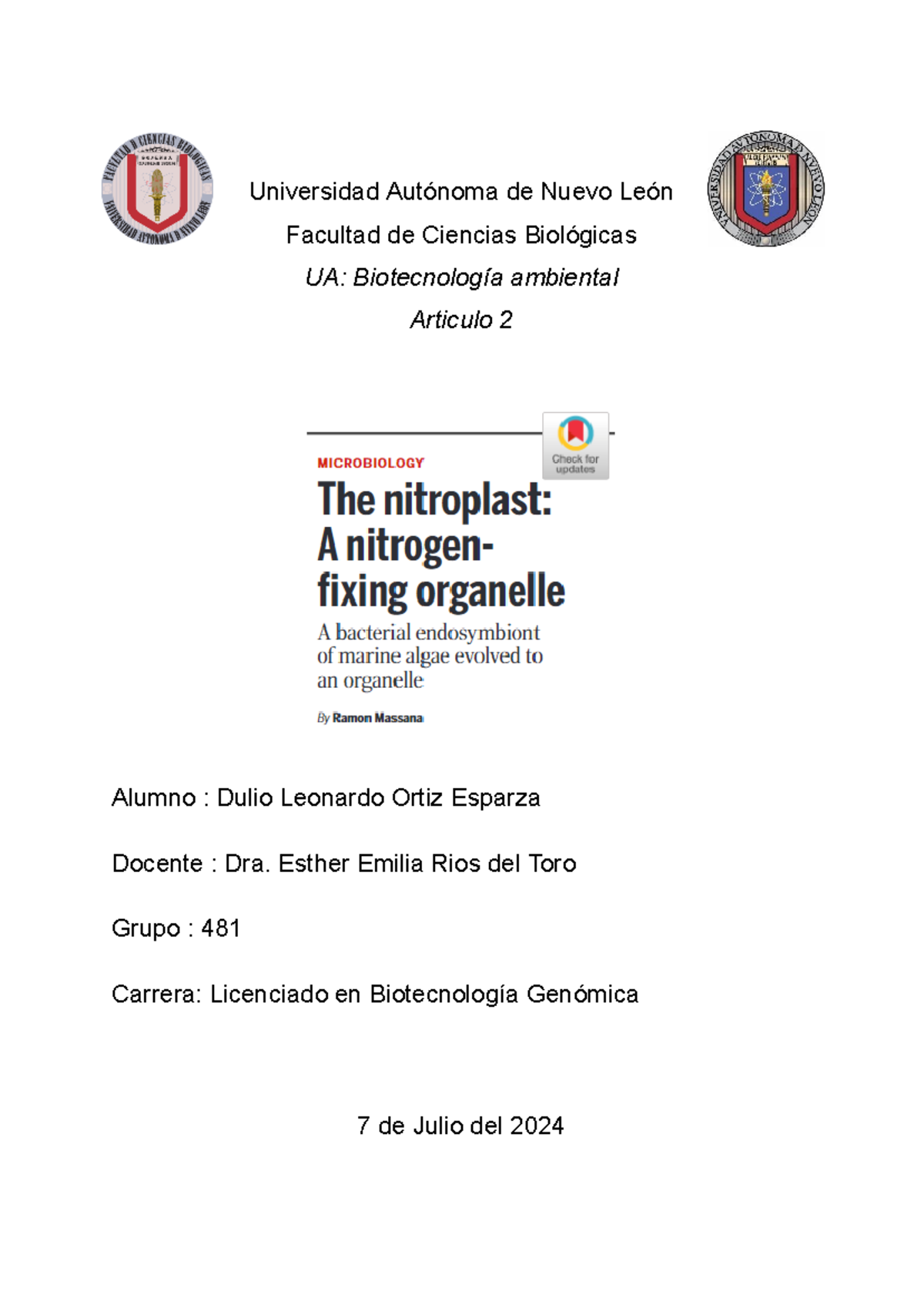 Reporte 2 2083006 - nitroplasto resumen - Universidad Autónoma de Nuevo ...