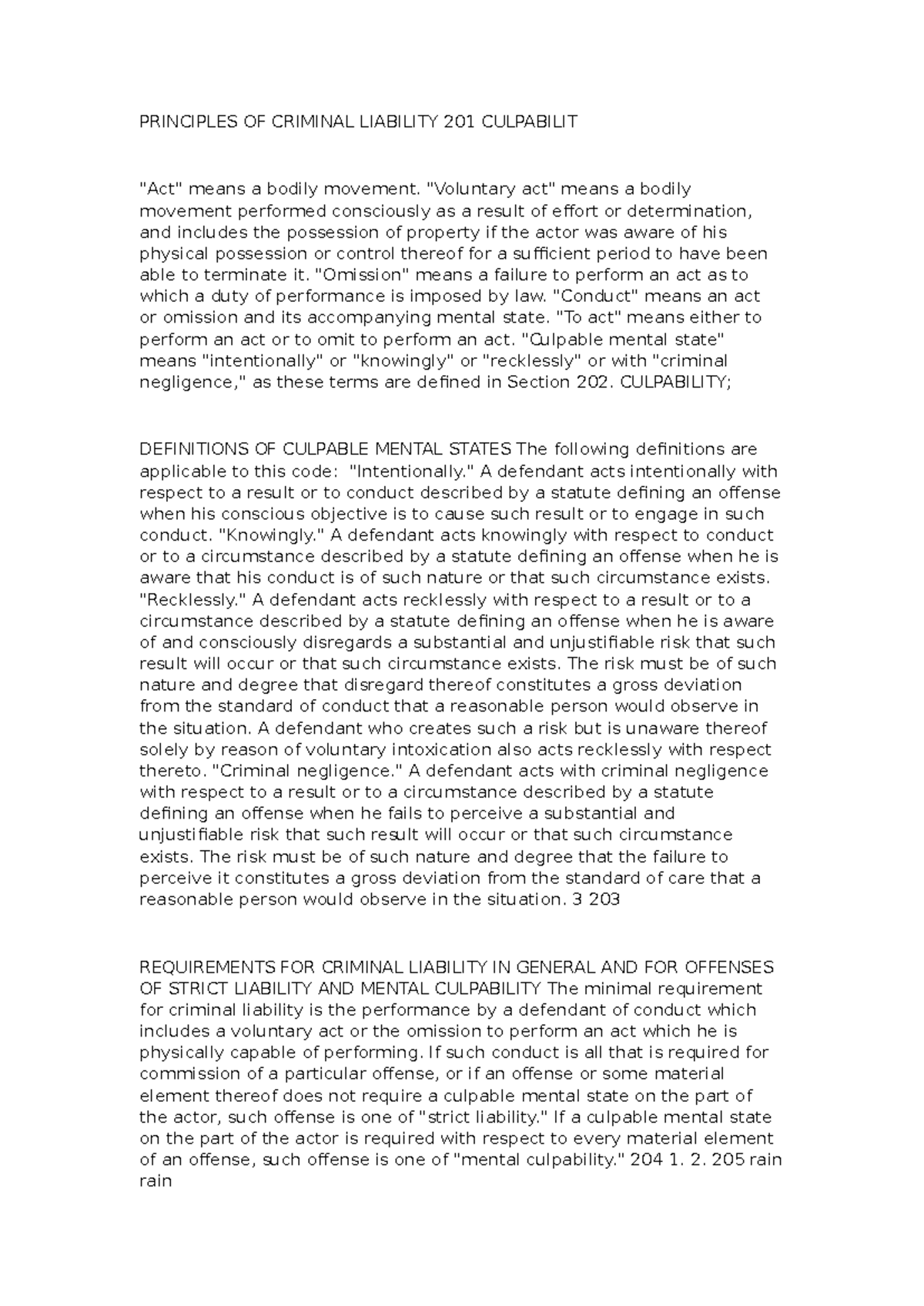 Principles OF Criminal Liability Culpability - PRINCIPLES OF CRIMINAL ...