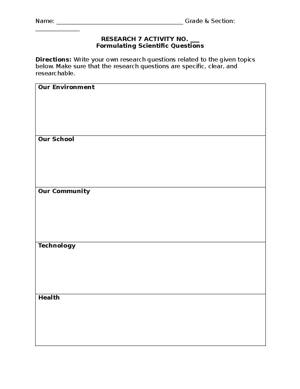 Research 7 Activity NO - Name ...