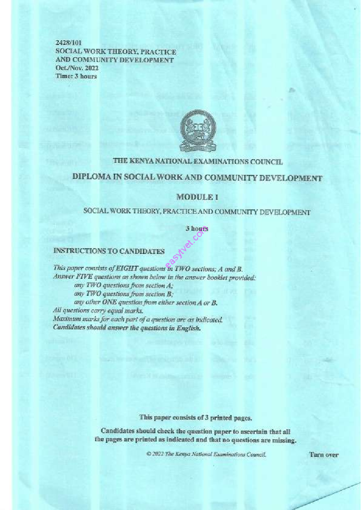 2022n - Social work examination past papers - Education - easytvet ...