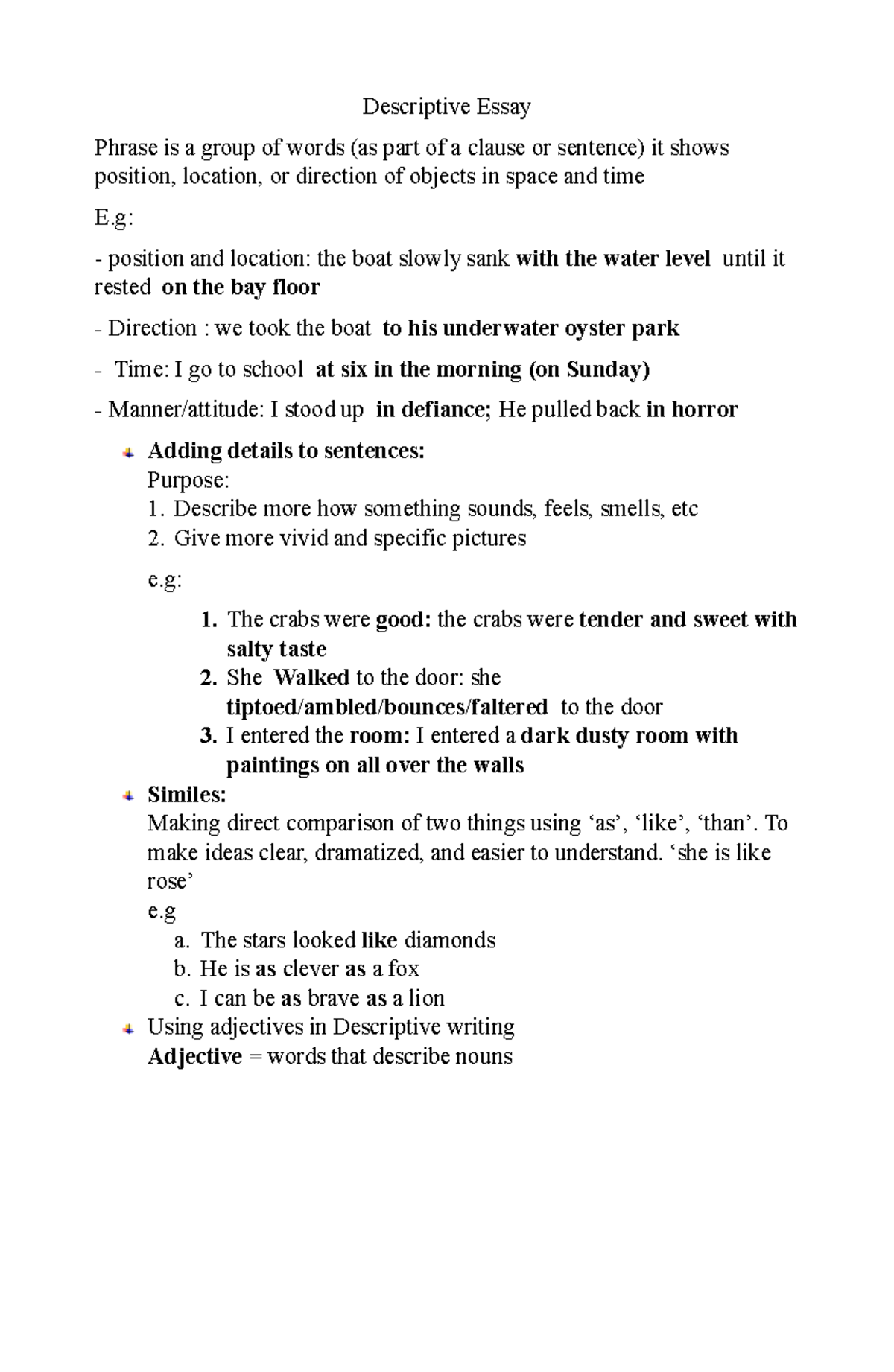 Descriptive Essay (language) - Descriptive Essay Phrase is a group of ...