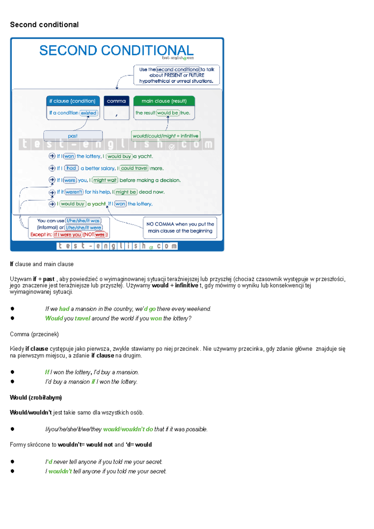 Second conditional - abc - Second conditional If clause and main clause ...
