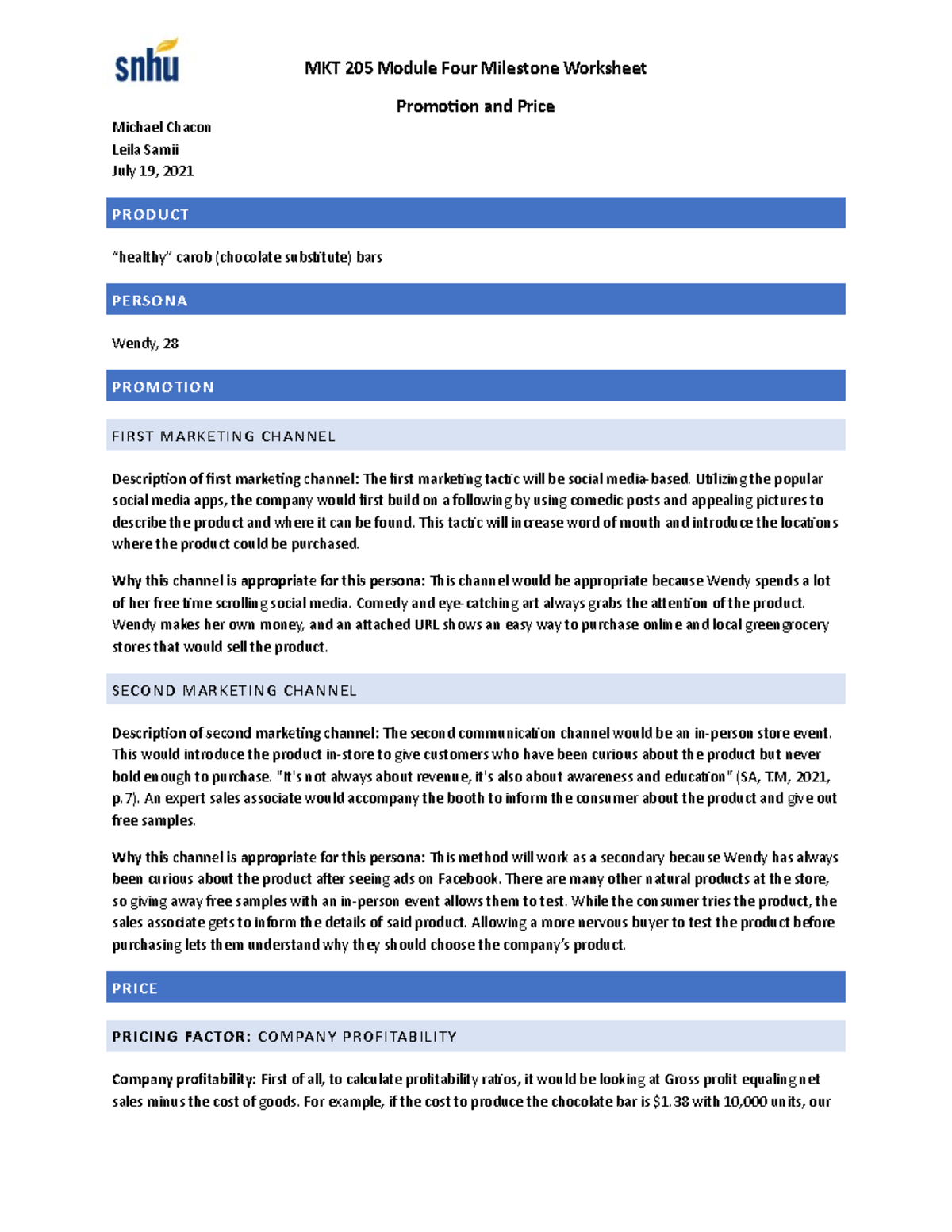 MKT205 Module Four Milestone MC coursework - MKT-205 - SNHU - Studocu