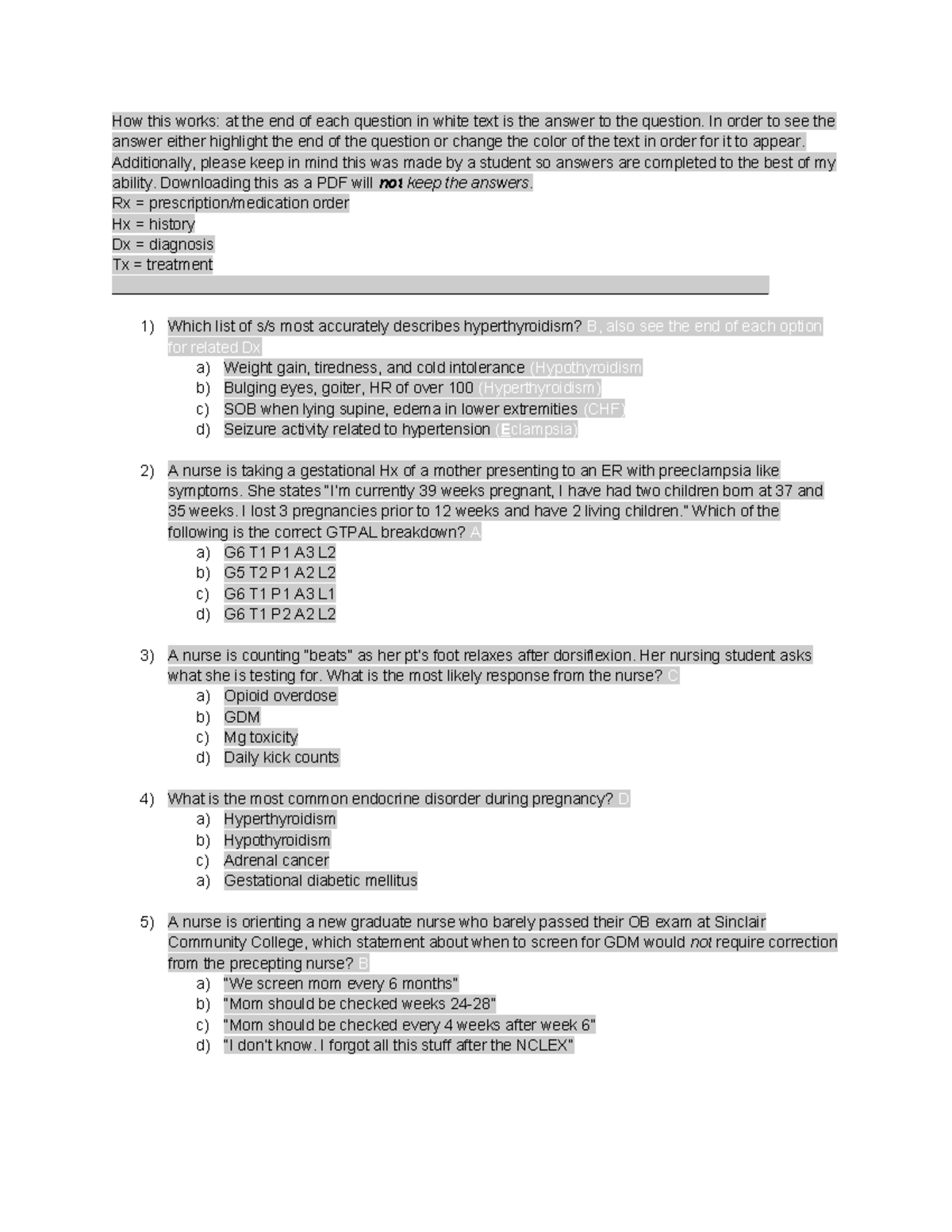Unit 1 (OB) Exam Practice Qs - How this works: at the end of each ...