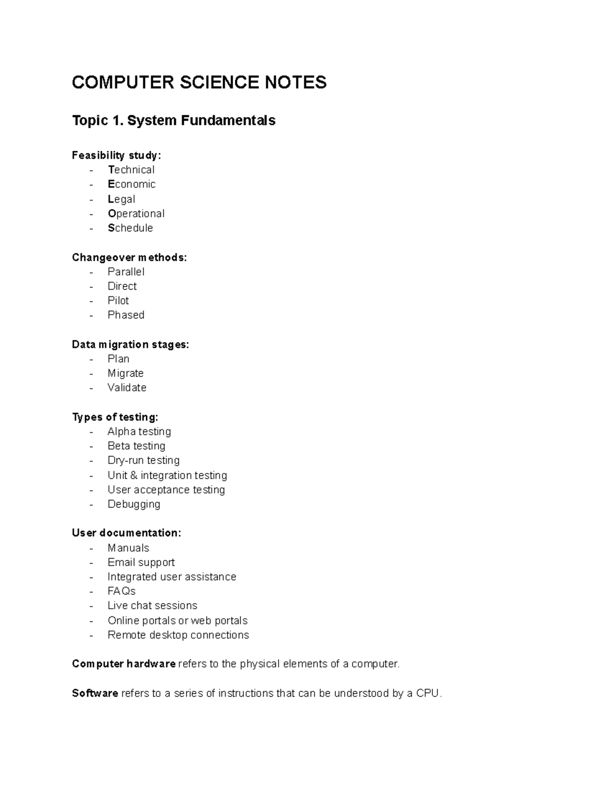 IBCS Syllabus Notes - COMPUTER SCIENCE NOTES Topic 1. System ...