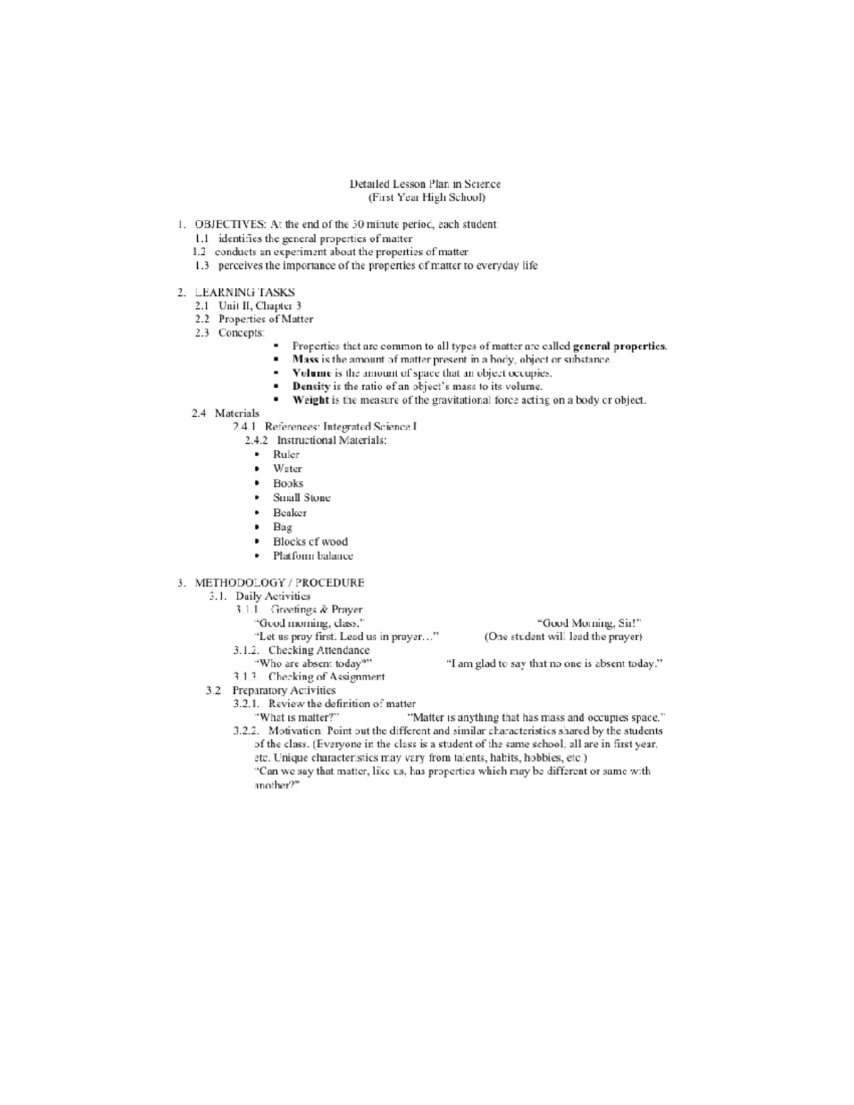 Detailed lesson Plan - BS Industrial Engineering - Studocu