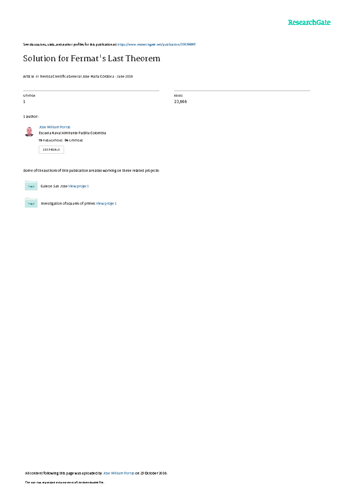 Solutionfor Fermats Lasttheorem RM - See discussions, stats, and author ...
