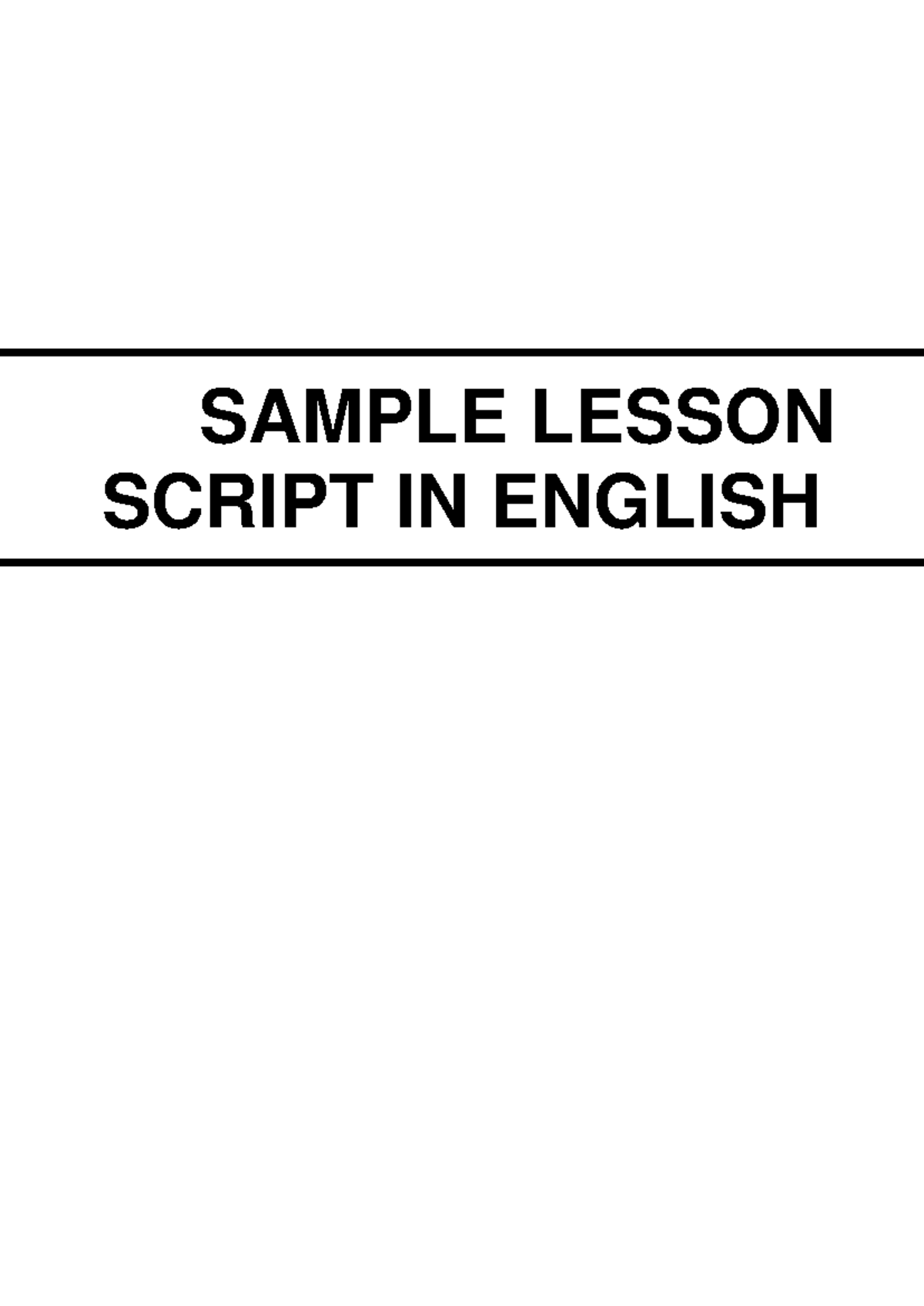 Sample-Lesson-Script - SAMPLE LESSON SCRIPT IN ENGLISH WEEK 1 DAY 5 ...