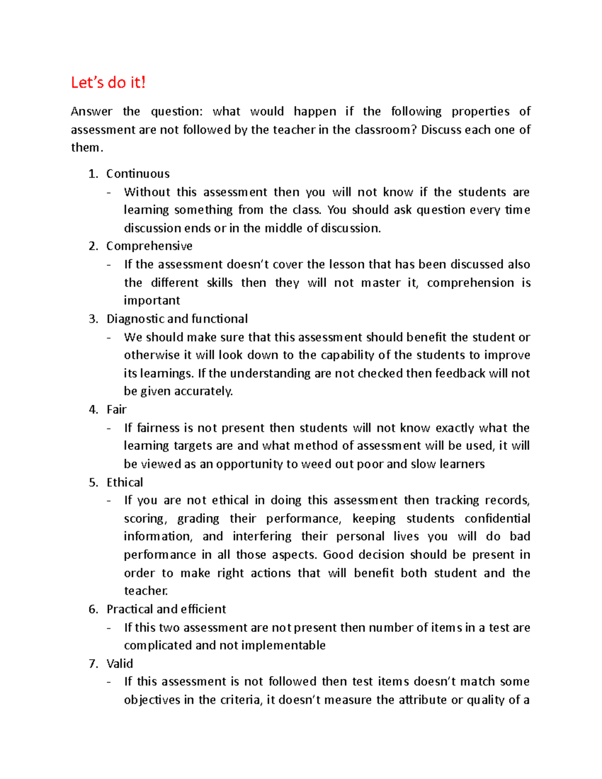 Module 2 lesson 2 - Assessment Learning 1 - Let’s do it! Answer the ...