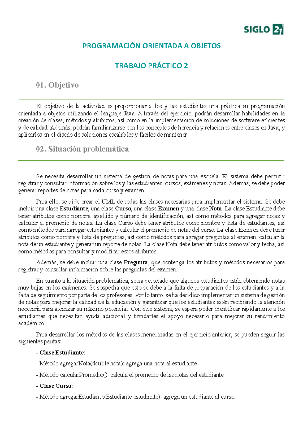 Trabajo practico de proceso m1 y m2 resuelto - PROGRAMACIÓN ORIENTADA A OBJETOS TRABAJO PRÁCTICO ...