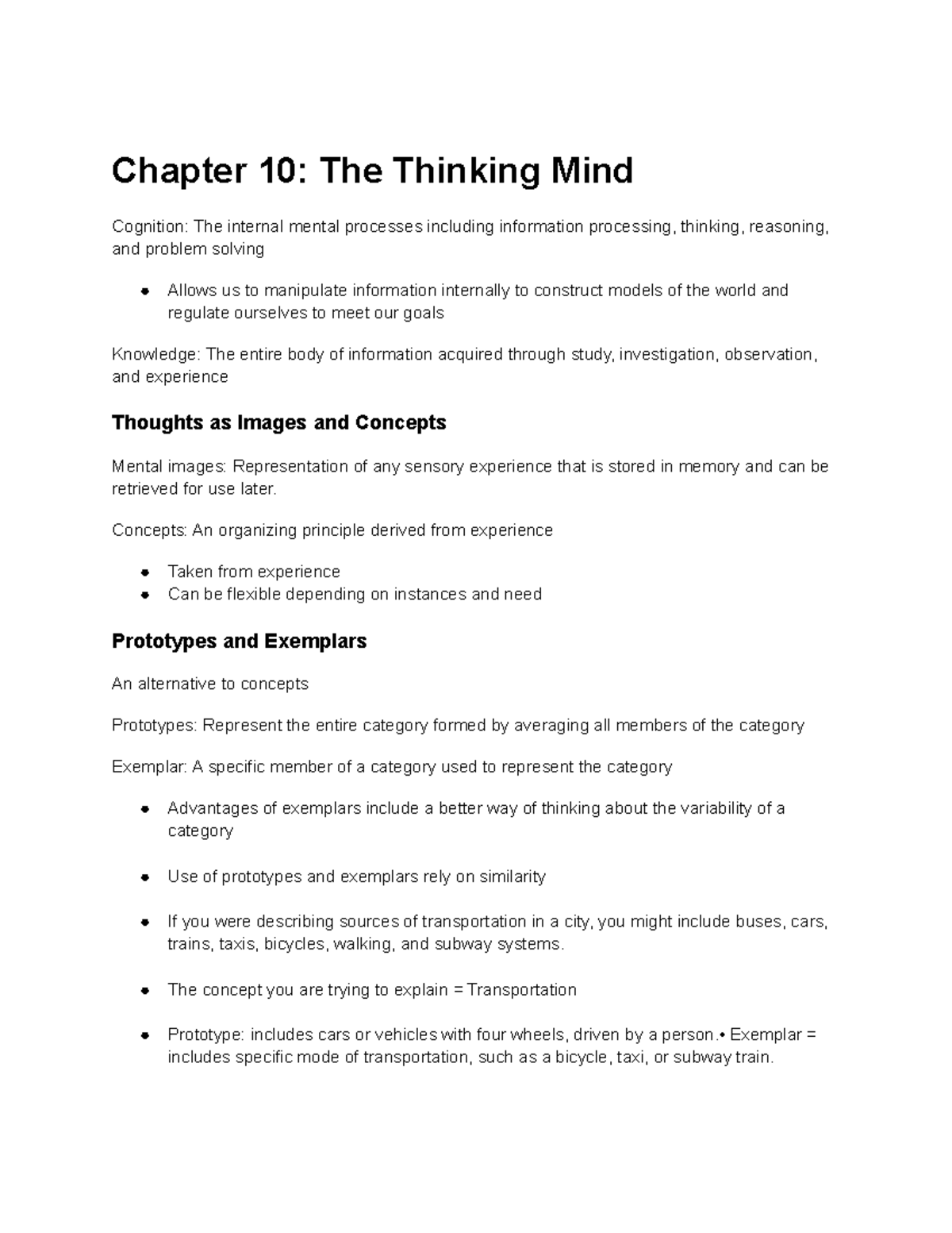 Gen Psych Chapter 10 (Part 1) - Chapter 10: The Thinking Mind Cognition ...