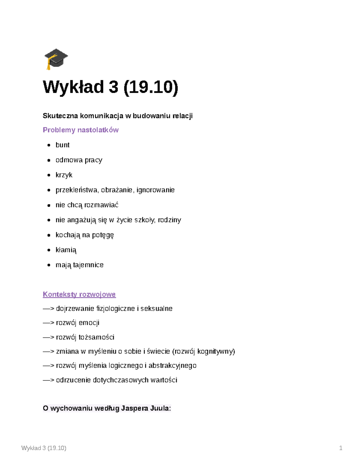 Wyklad 3 - Ped.Mł - Wykład 3 (19) 1 Wykład 3 (19) Skuteczna komunikacja w budowaniu relacji ...