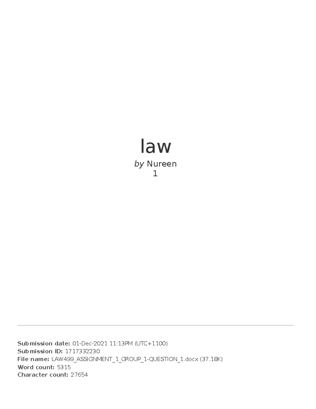 Law469 PRACTICE MATERIALS - law by Nureen 1 Submission date: 01-Dec ...