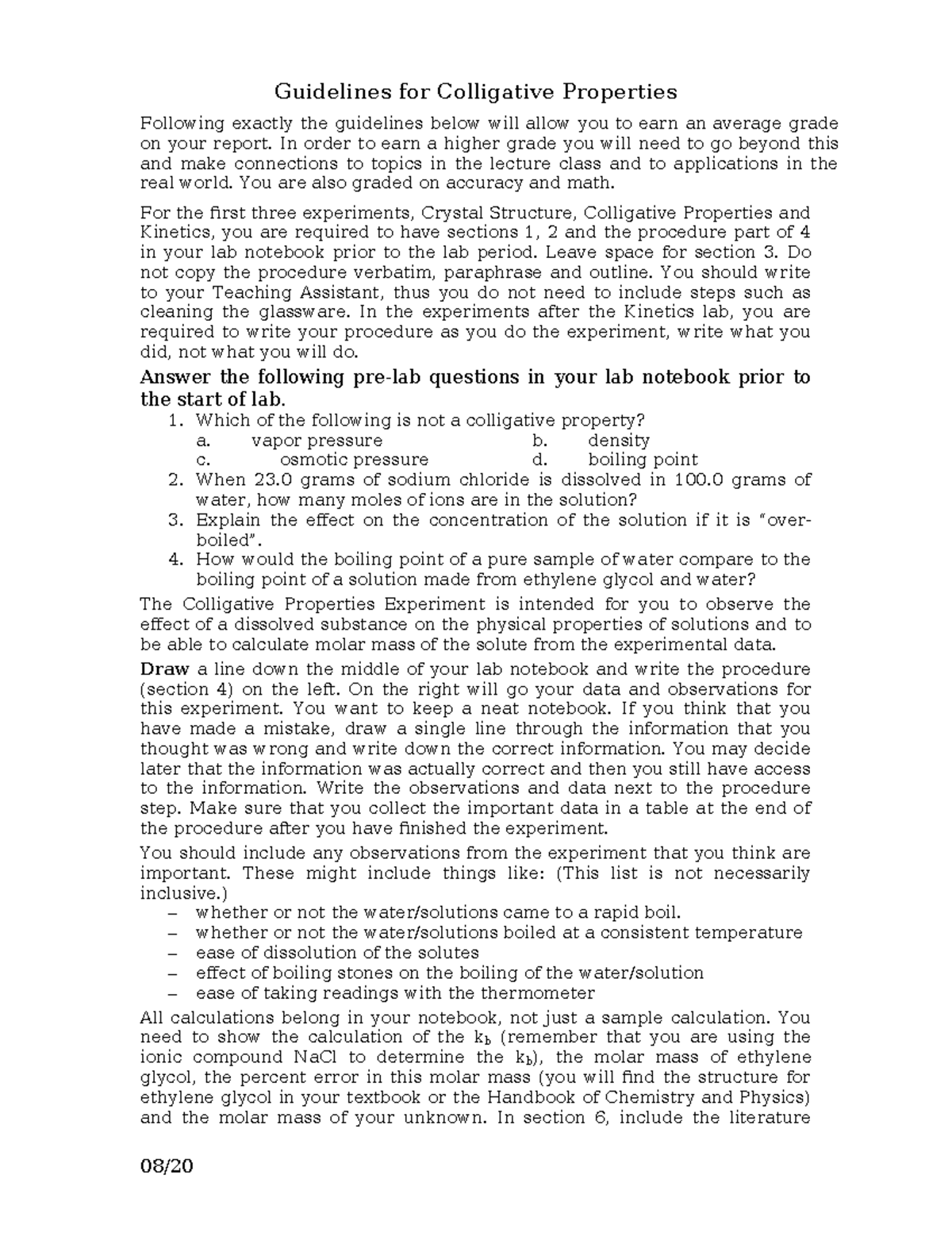03. Colligative Properties Guidelines - Guidelines for Colligative ...