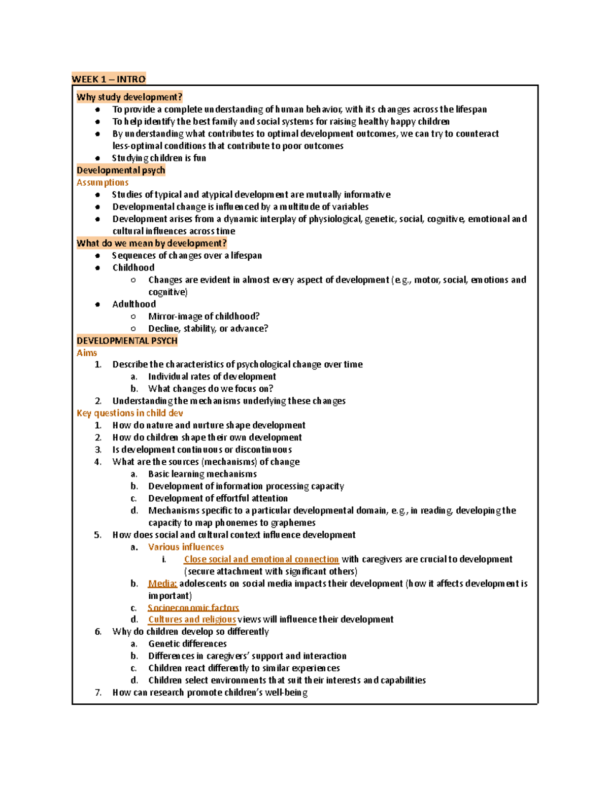 Sem Notes - WEEK 1 – INTRO Why study development? To provide a complete ...