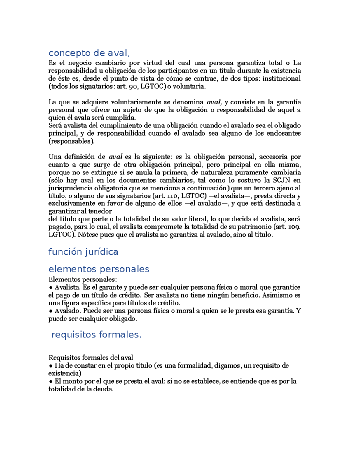 Concepto de aval - derecho mercantil - concepto de aval, Es el negocio ...