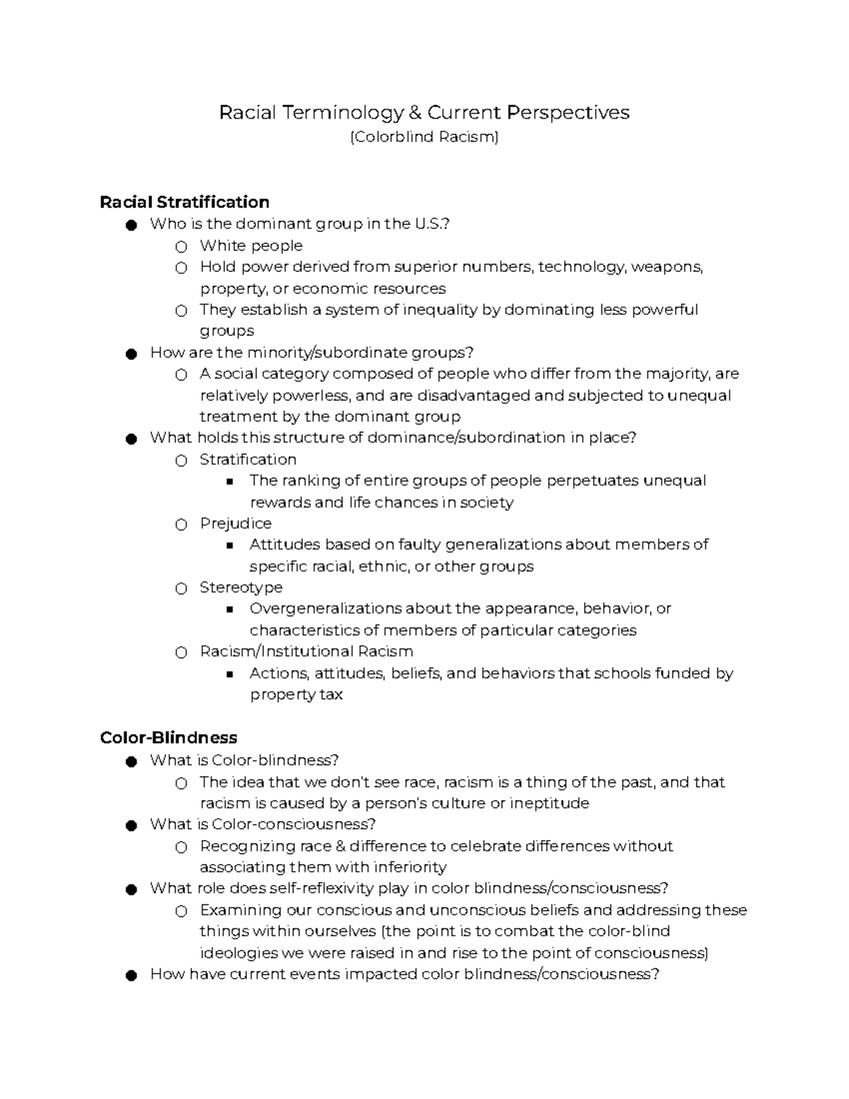 Racial Terminology and Current Perspectives - Racial Terminology ...