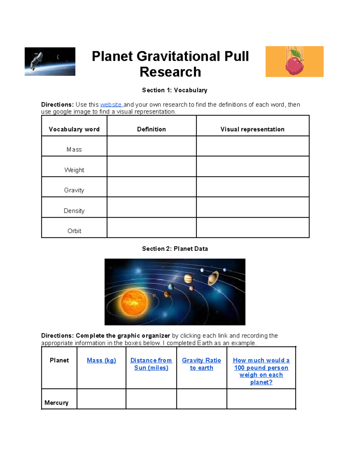 Ricky Myers - Gravity in the Solar System SC - Planet Gravitational ...
