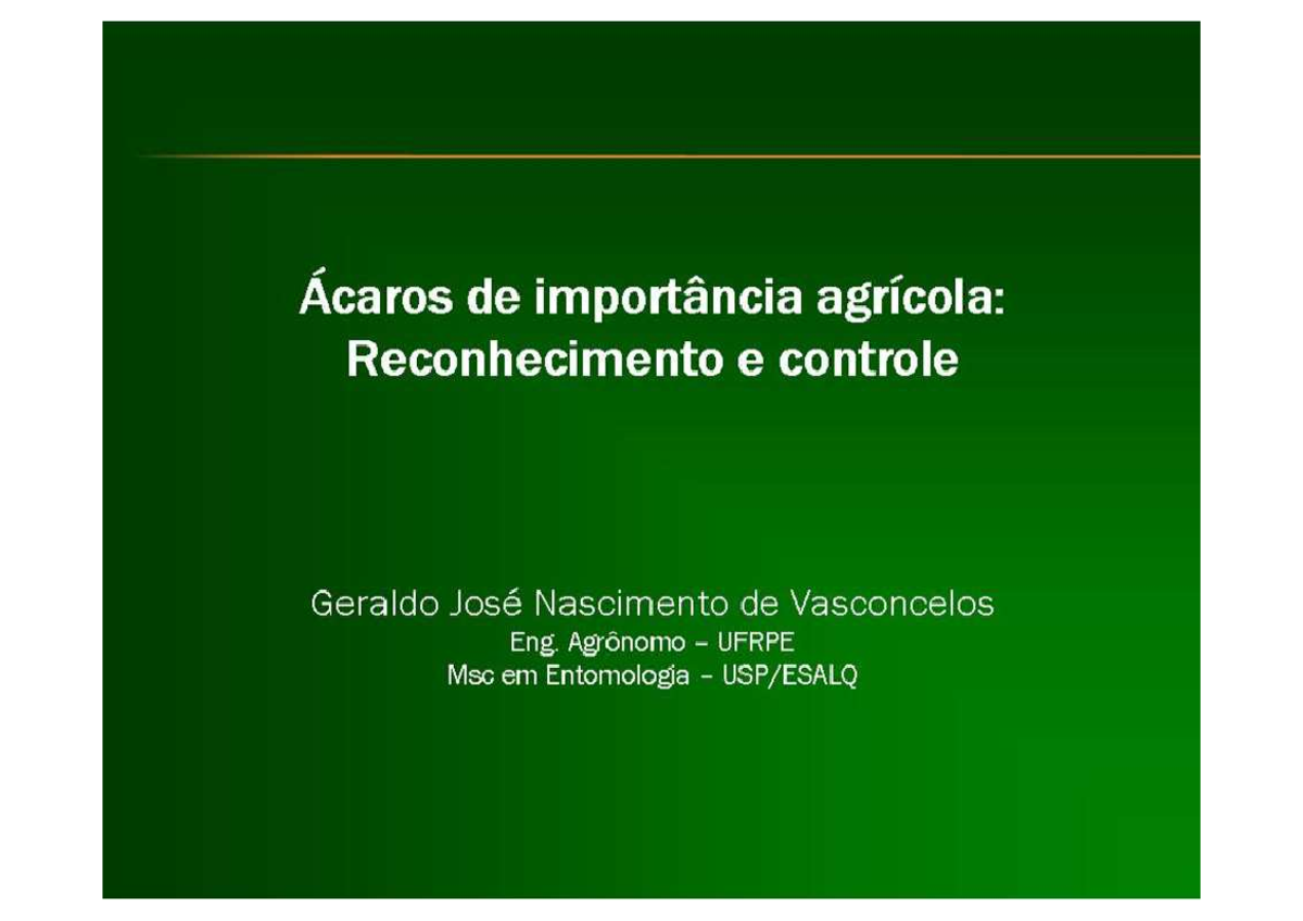 Acarologia - Aula III - Completo - Zoologia Geral - Studocu