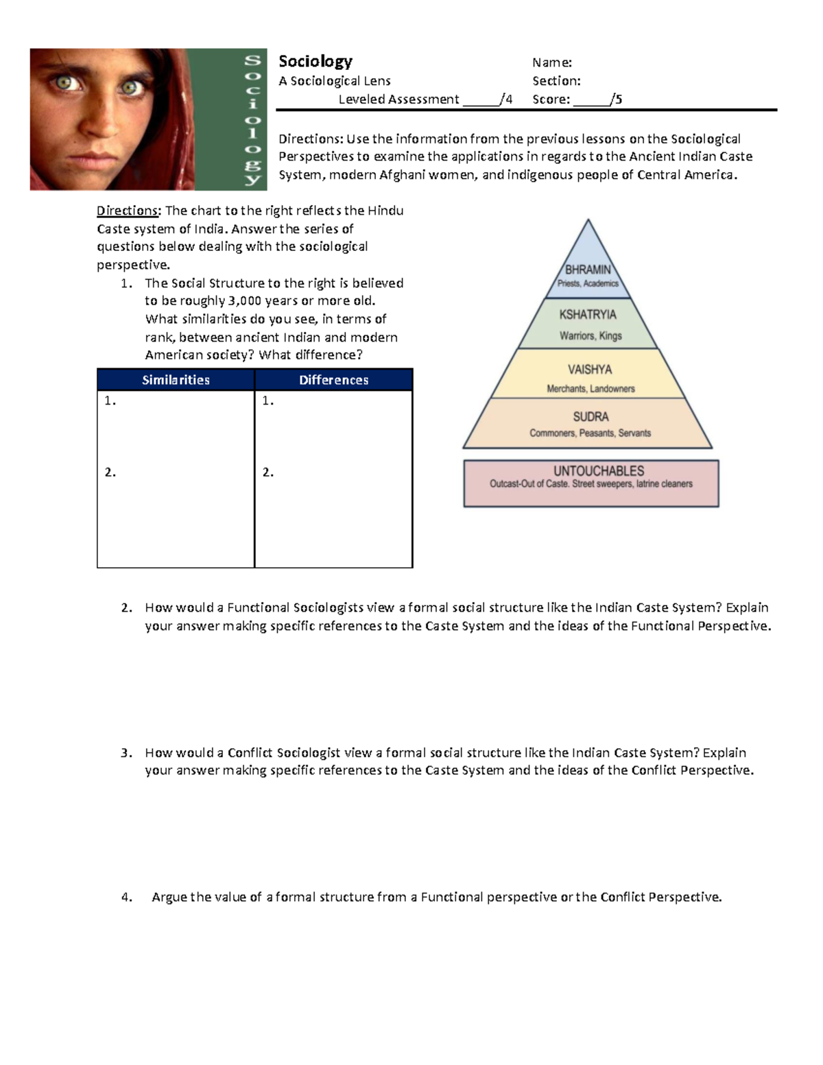 A sociological lens - sociology assignment - Sociology Name: A ...