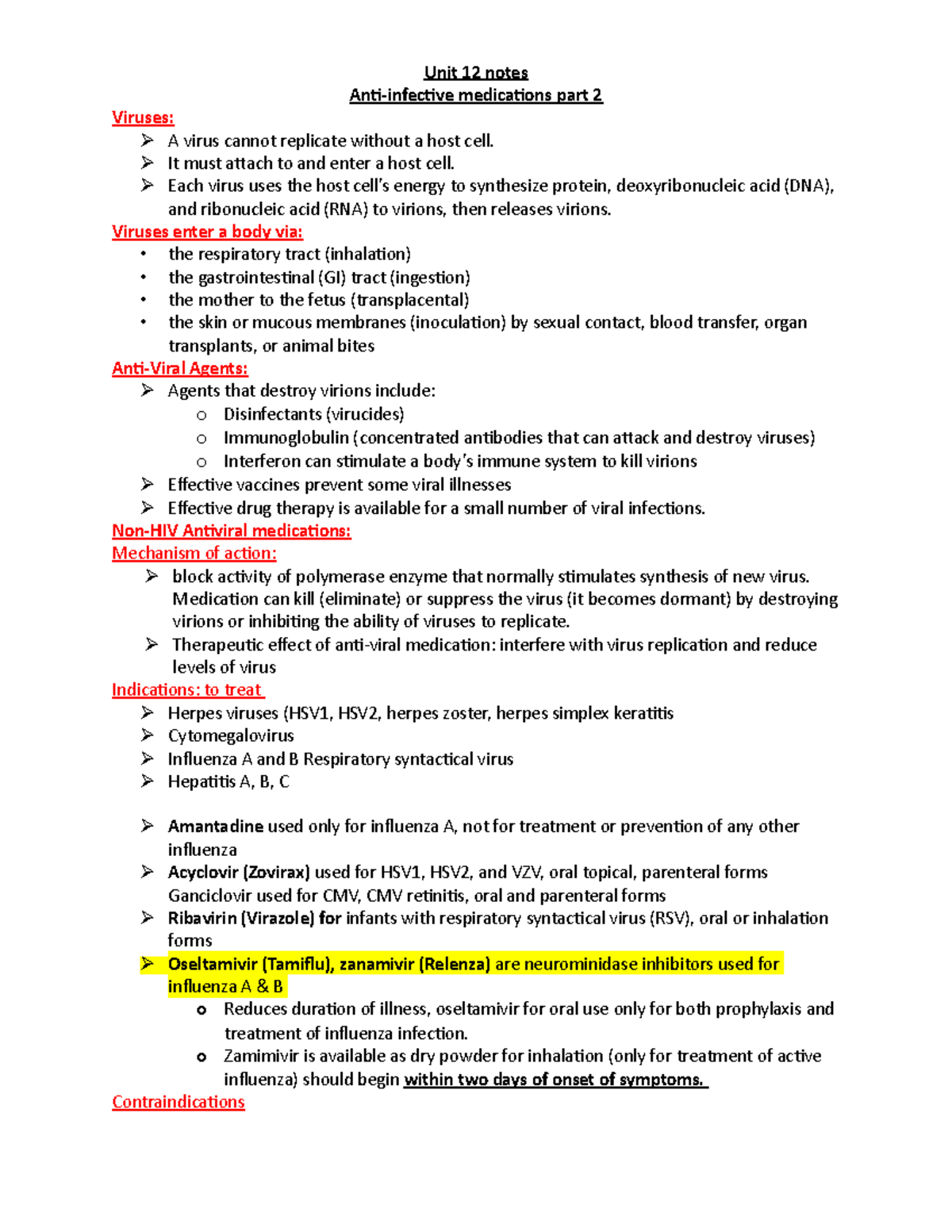 Unit 12 notes - teacher Lizz Dom - Unit 12 notes Anti-infective ...