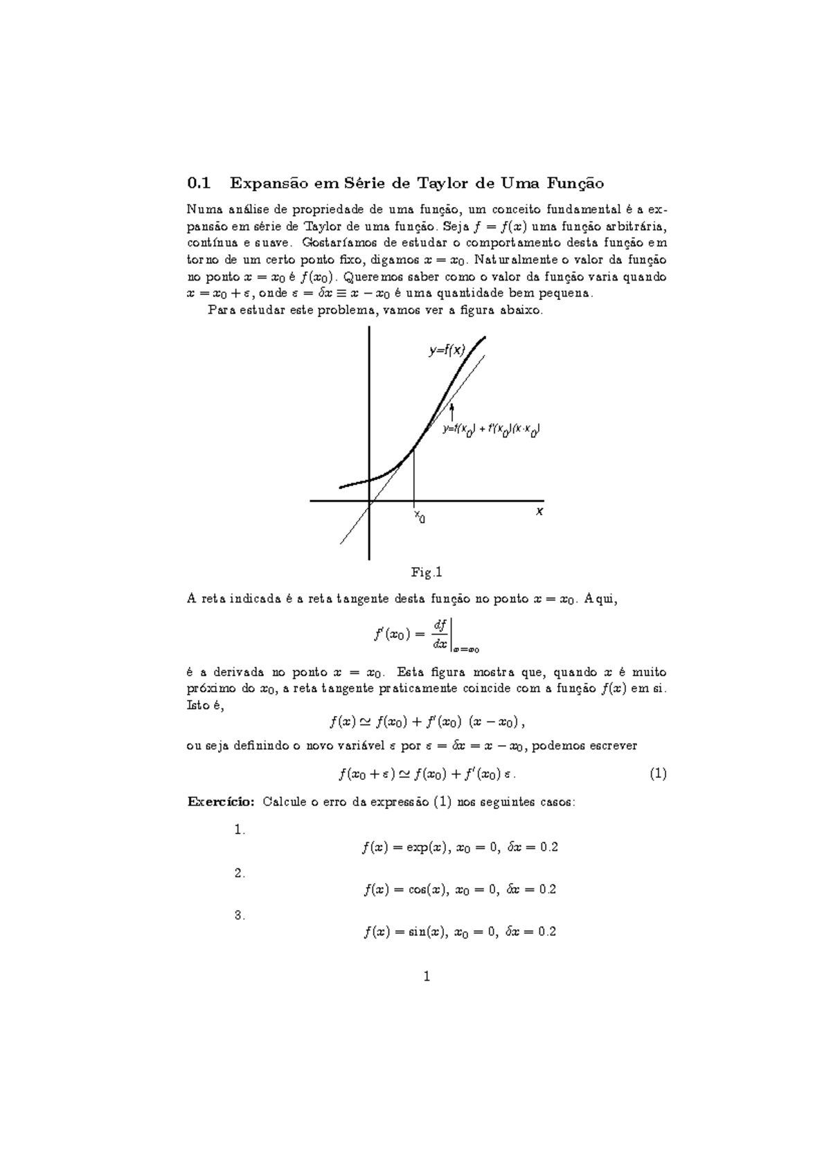 Expansão em Série de Taylor de uma função - 0 Expansão em Série de ...