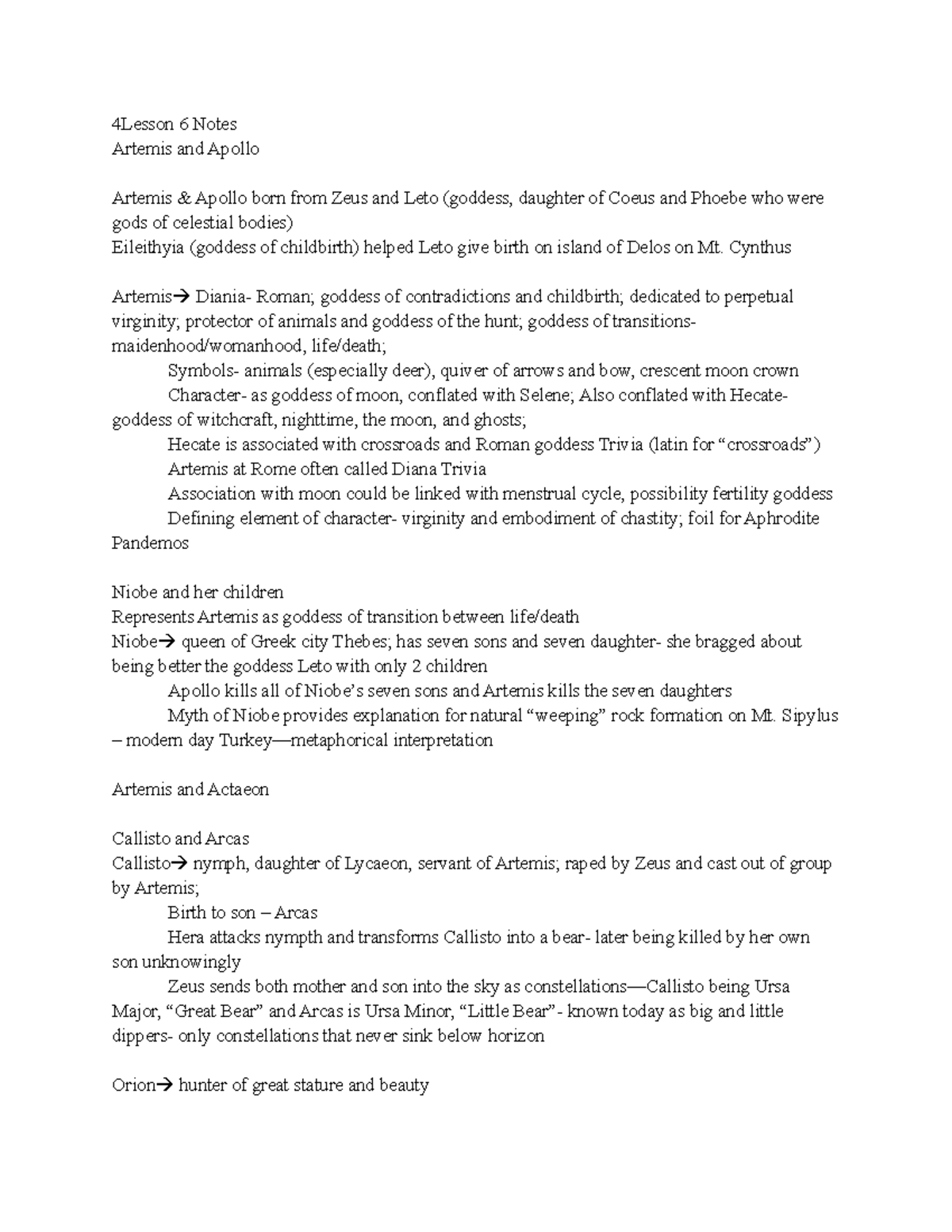 Lesson 6 Notes - 4Lesson 6 Notes Artemis and Apollo Artemis & Apollo ...