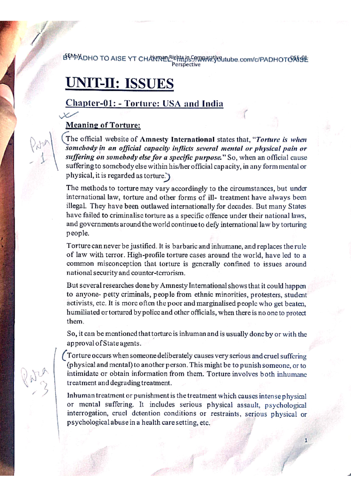 Meaning of torture - BA Political Science Honours - Studocu