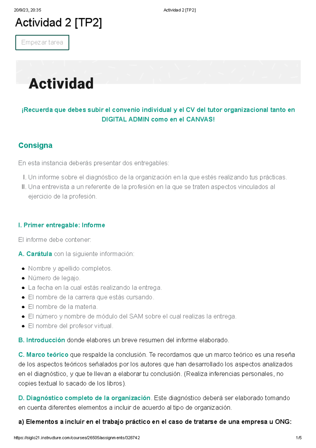 Actividad 2 [TP2] - trabajo practco obligatorio consigna 2023 - Actividad 2 [TP2] Empezar tarea ...